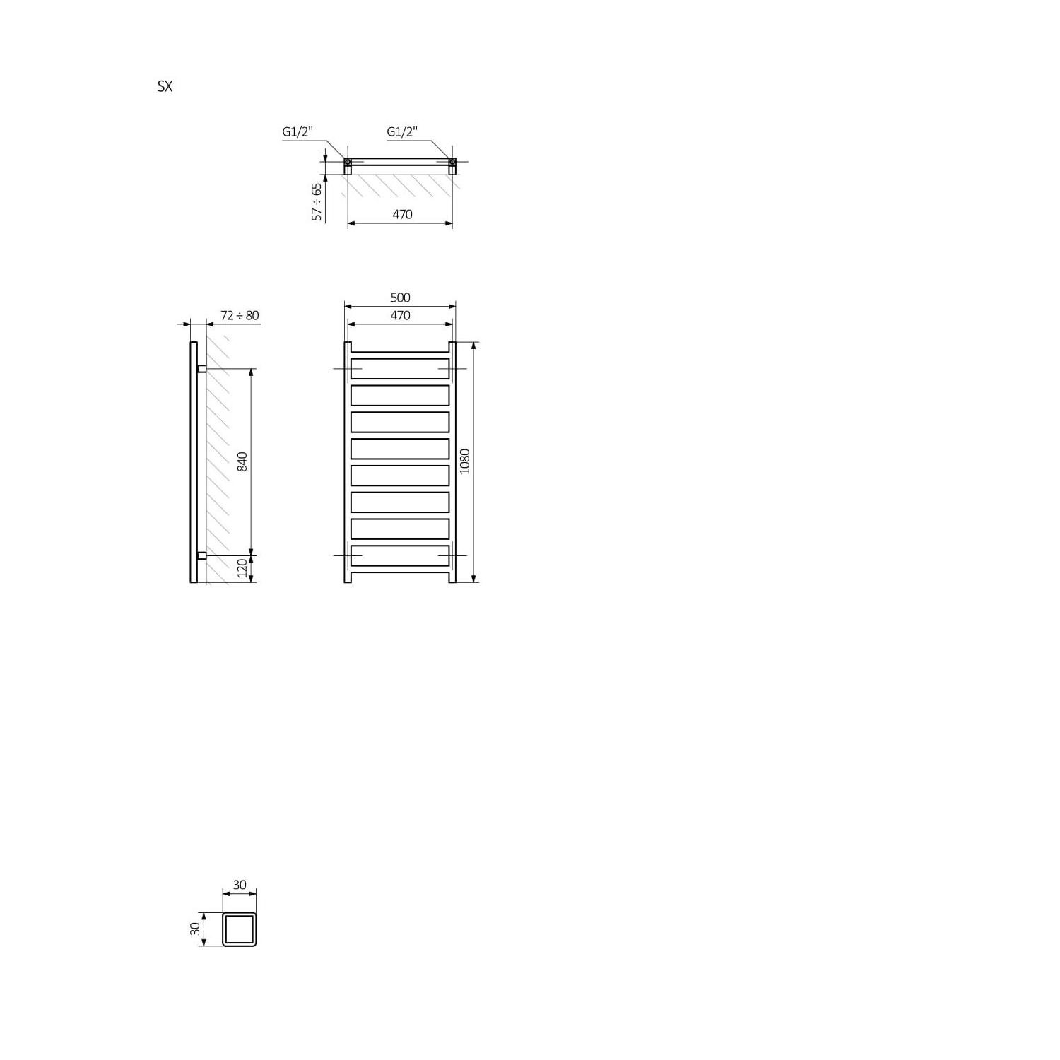 Graphite Vertical Bathroom Towel Radiator with Square Rails 1080 x ...