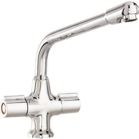 CDA Chrome Twin Lever Quarter Turn Monobloc Kitchen Mixer Tap TC20CH ...