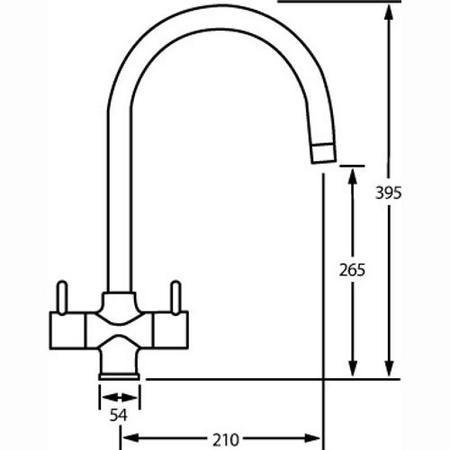 CDA Chrome Twin Lever Swan Neck Kitchen Tap TC55CH | Appliances Direct