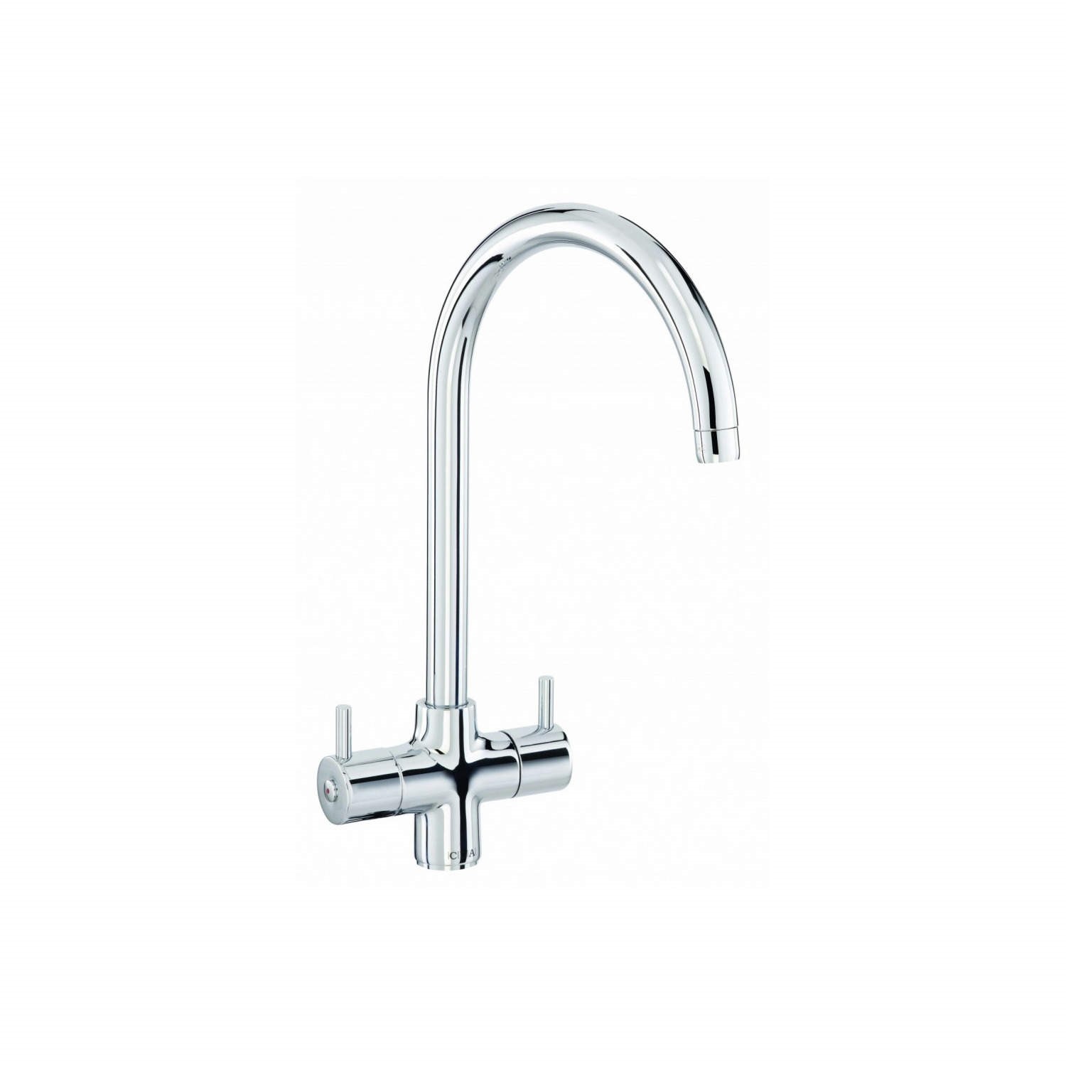 CDA Chrome Twin Lever Dual Flow Kitchen Tap TF55CH | Appliances Direct