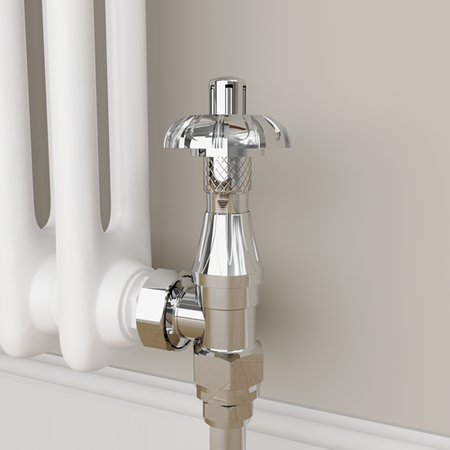 Maesta Chrome Traditional TRV Angled Thermostatic Radiator Valves With ...