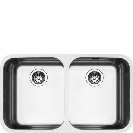 Double Bowl Chrome Stainless Steel Kitchen Sink - Smeg Alba UM4545 ...