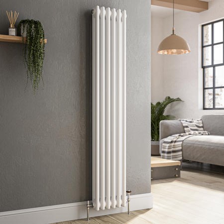 Reggio White Vertical Double Column Traditional Radiator 1500x290mm ...