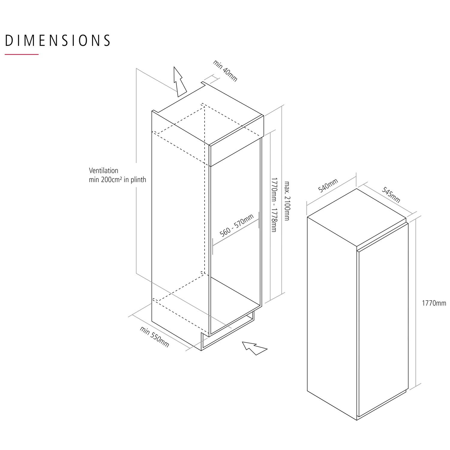 Caple 294 Litre In-column Integrated Larder Fridge RIL1800 | Appliances ...