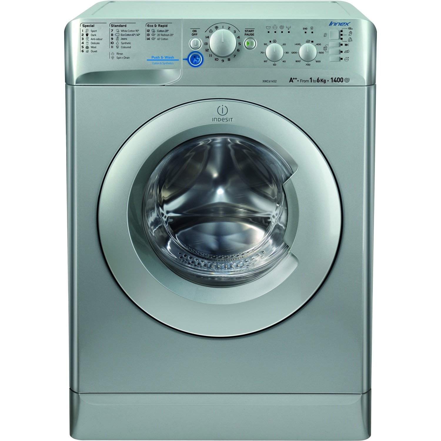 Indesit XWC61452S 6kg 1400rpm Freestanding Washing Machine White ...