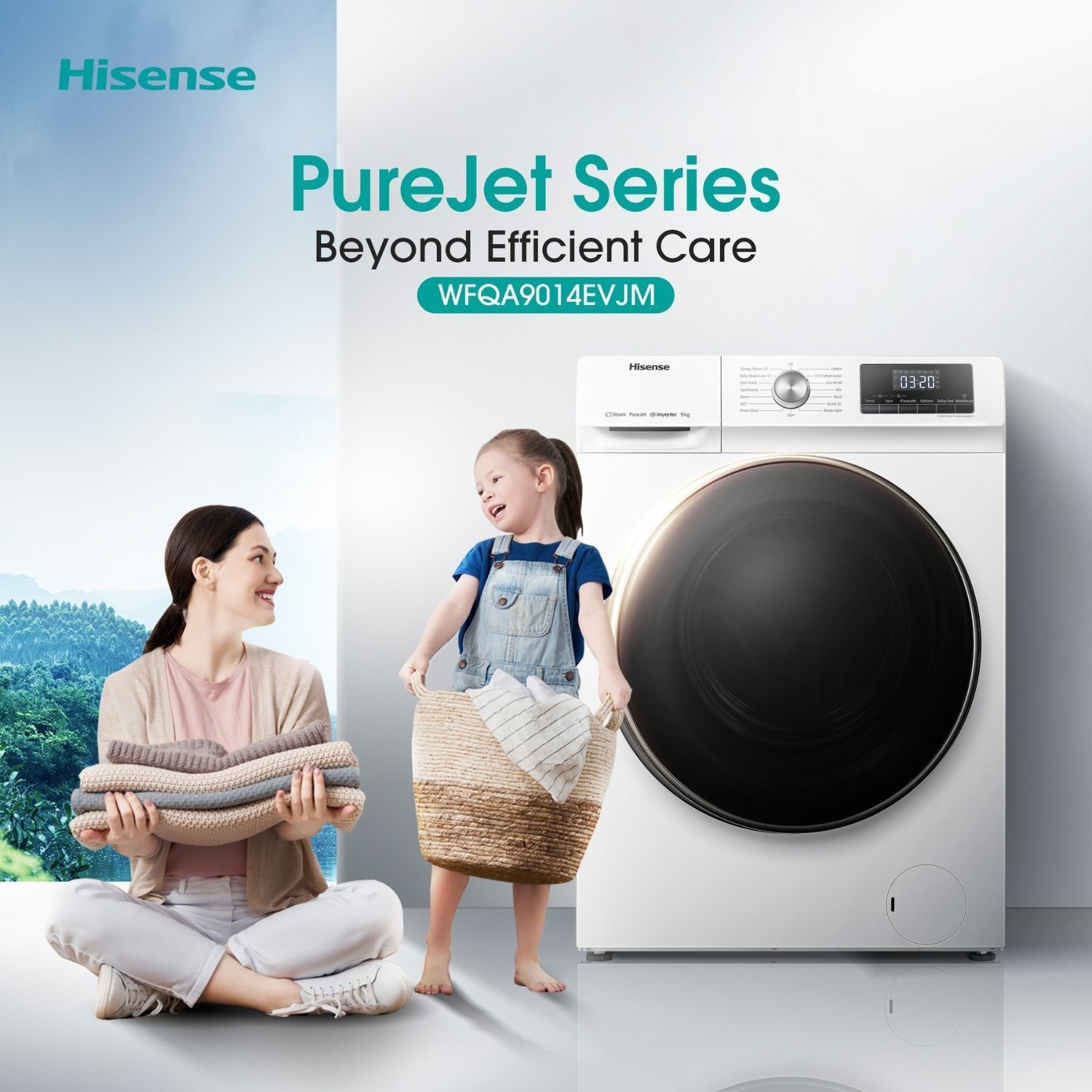 Hisense 3 Series 9kg 1400rpm Washing Machine - White WFQA9014EVJM ...