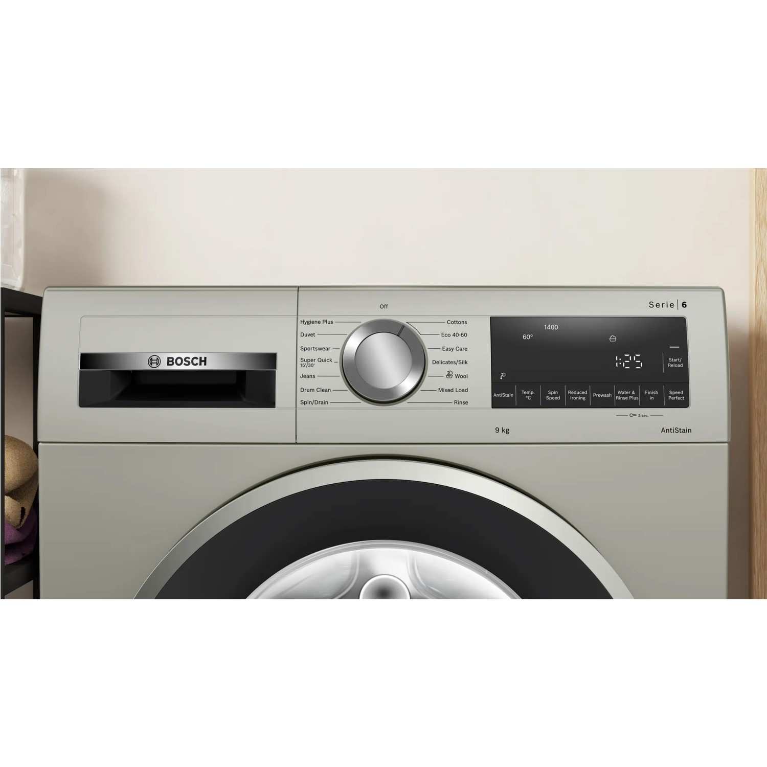 Bosch Series 6 9kg 1400rpm Freestanding Washing Machine - Silver ...