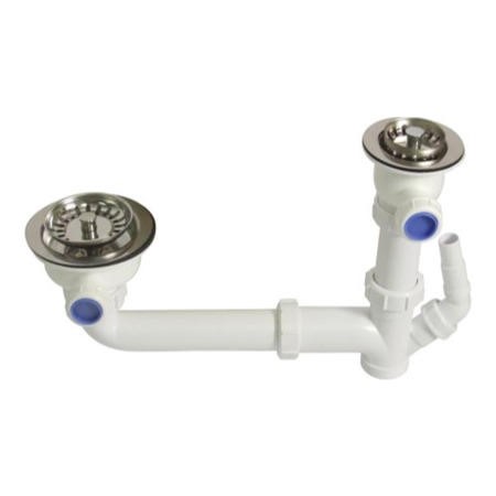 Leisure Sinks WKIT08 Chrome Basket Strainer Waste Kit For 1.5 Bowl ...