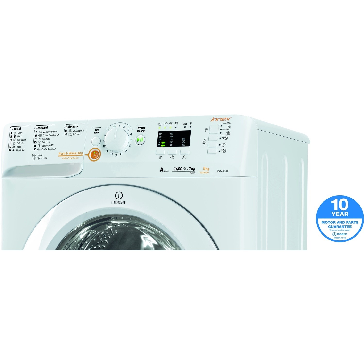 Indesit XWDA751480 7kg Wash 5kg Dry Freestanding Washer Dryer White ...
