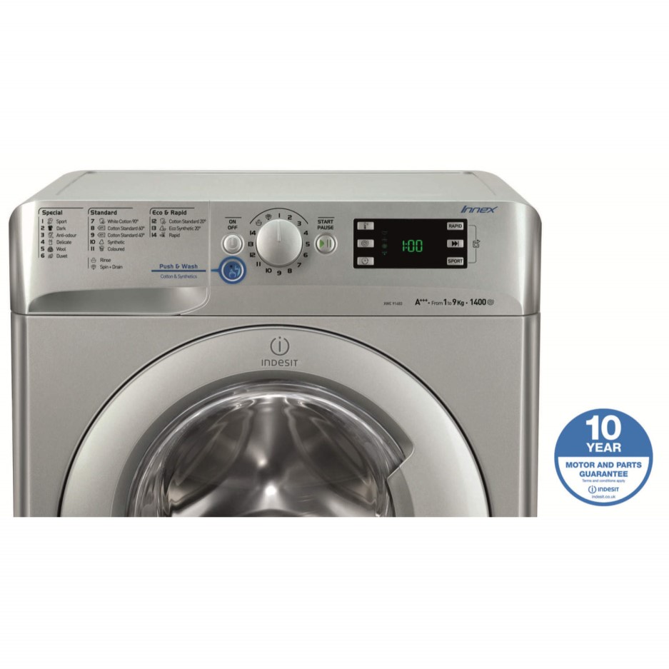 Indesit XWE91483XS Innex 9kg 1400rpm Freestanding Washing Machine ...