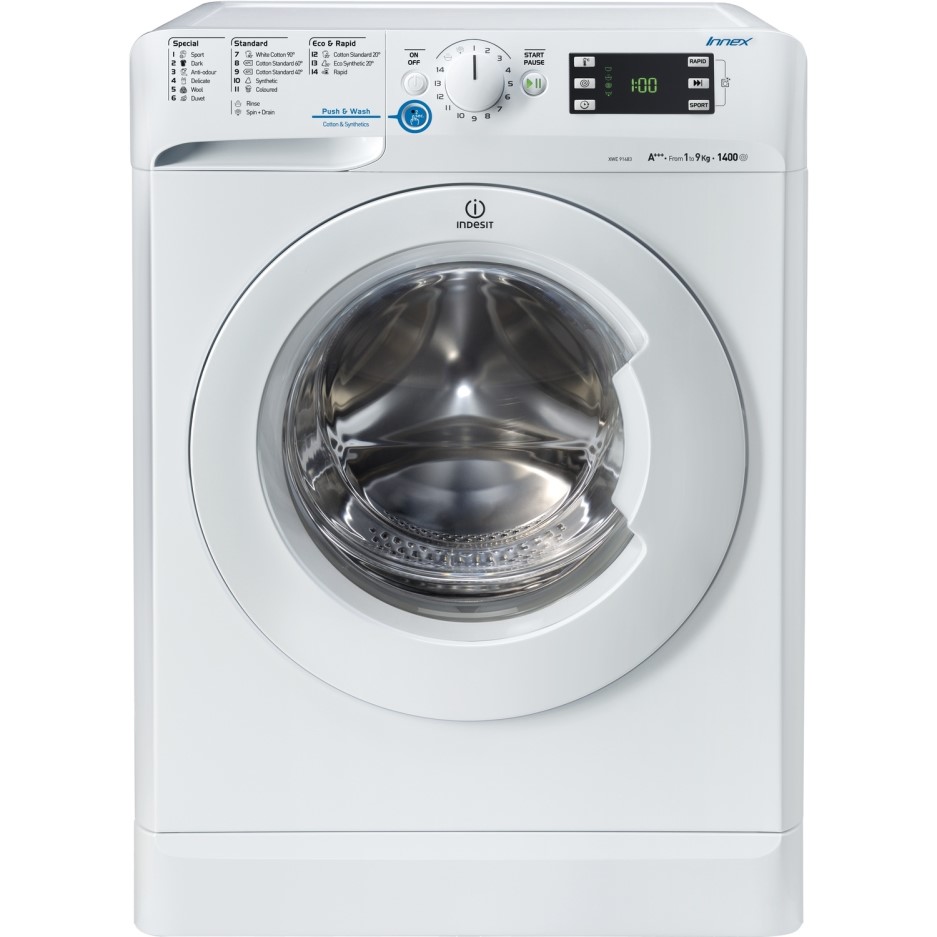 Indesit XWE91483XW Innex 9kg 1400rpm Freestanding Washing Machine White ...