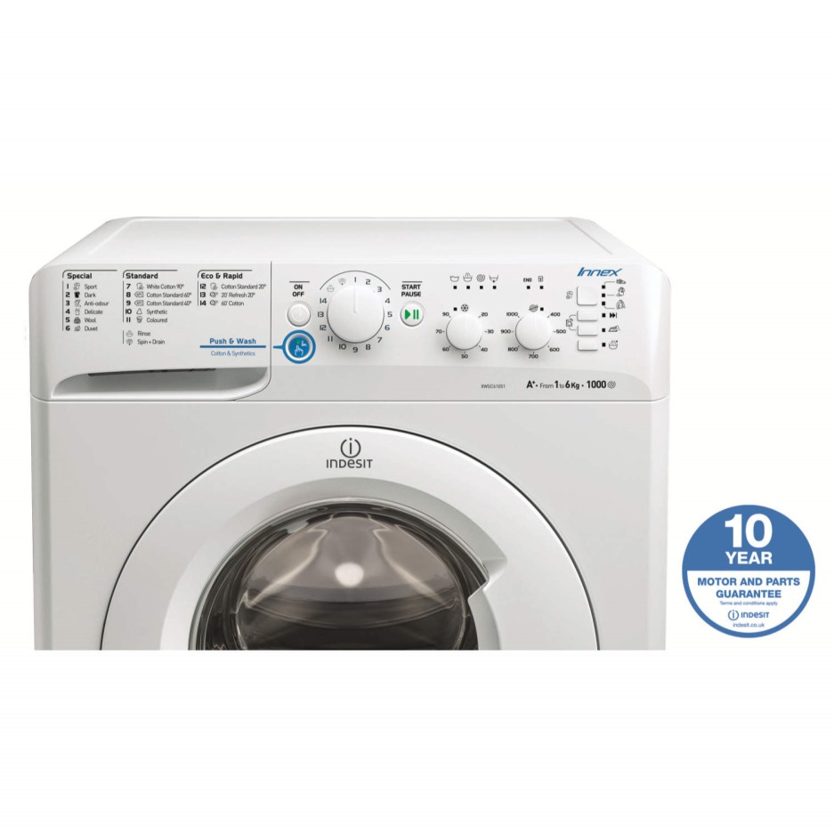 Indesit XWSC61051W White 6kg 1000rpm Freestanding Washing Machine ...