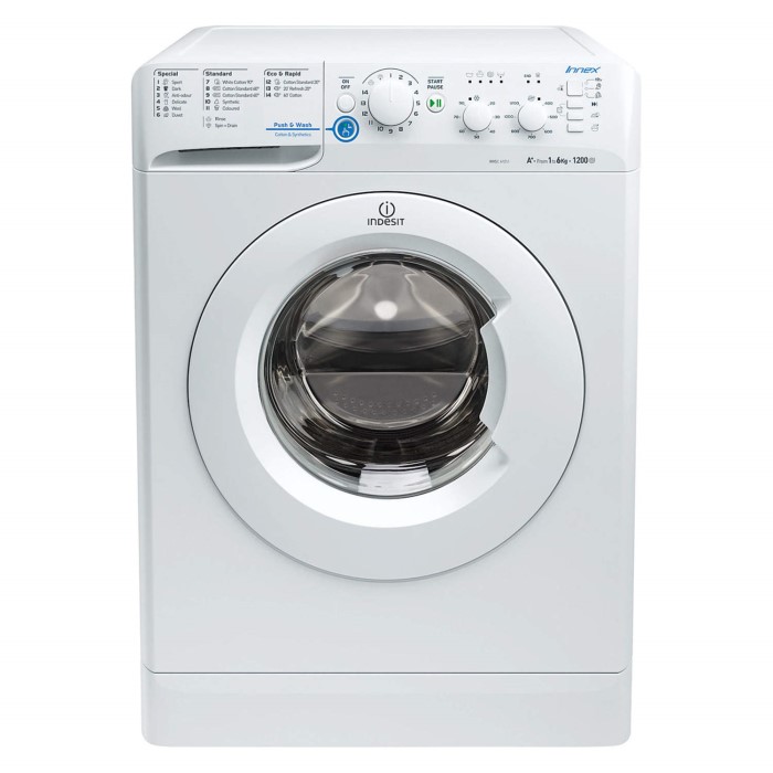 Indesit XWSC61251W Slim Depth White 6kg 1200rpm Freestanding Washing ...