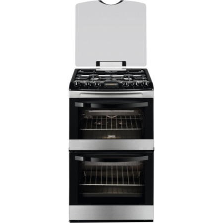 Zanussi ZCG43210XA 55cm Double Cavity LPG Gas Cooker Stainless Steel ...