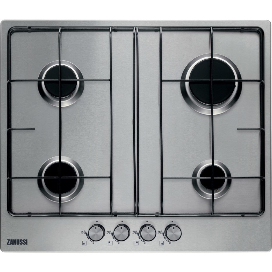 Zanussi ZGG65411XB 60cm Wide 4 Burner Gas Hob Stainless Steel ...