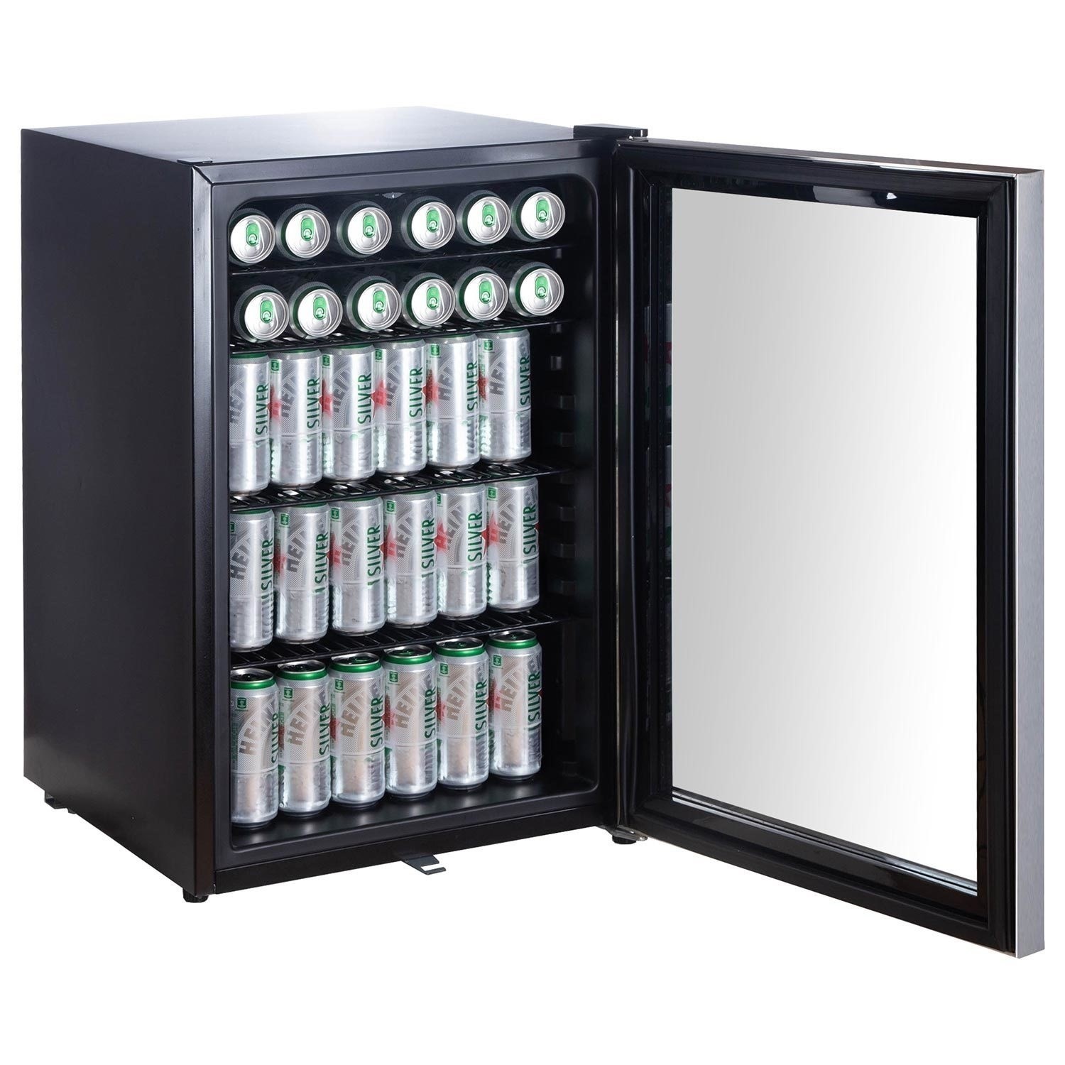 electriQ 115 Litre Drinks Fridge - Black with Stainless Steel Trim ...