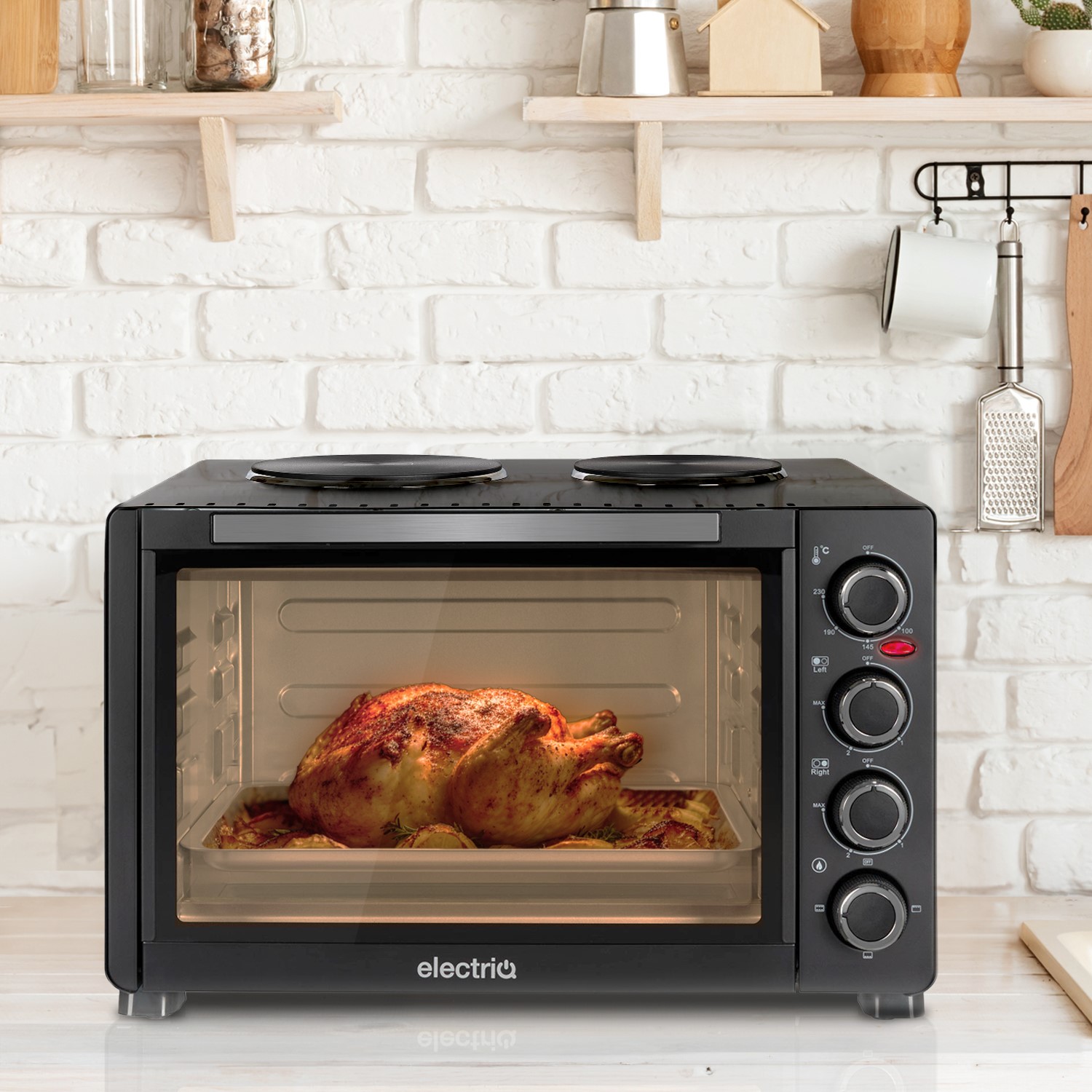 electriQ 30L Mini Oven with Dual Hotplates eiQ30LOVN | Appliances Direct