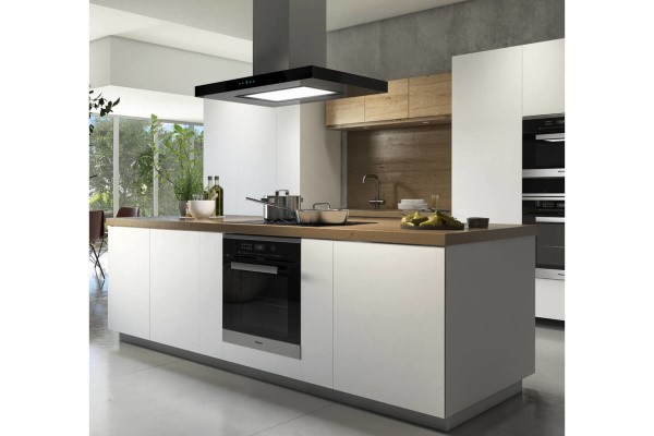 electriQ 90cm Island Cooker Hood with LED Panel - Black Glass ...