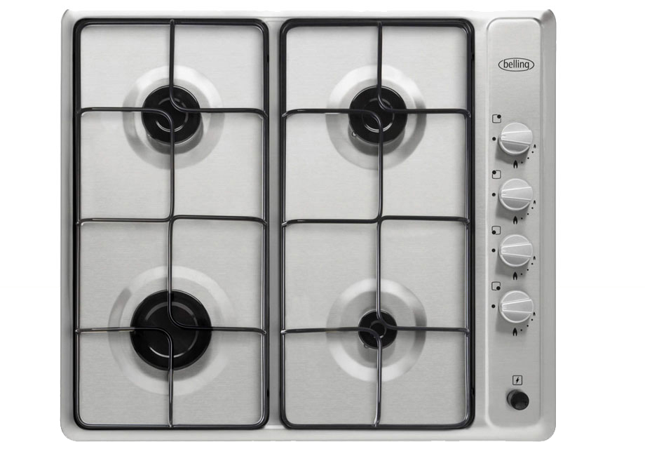 Belling 444443273 GHU60VE Four Burner Gas Hob With Enamel Pan Stands ...