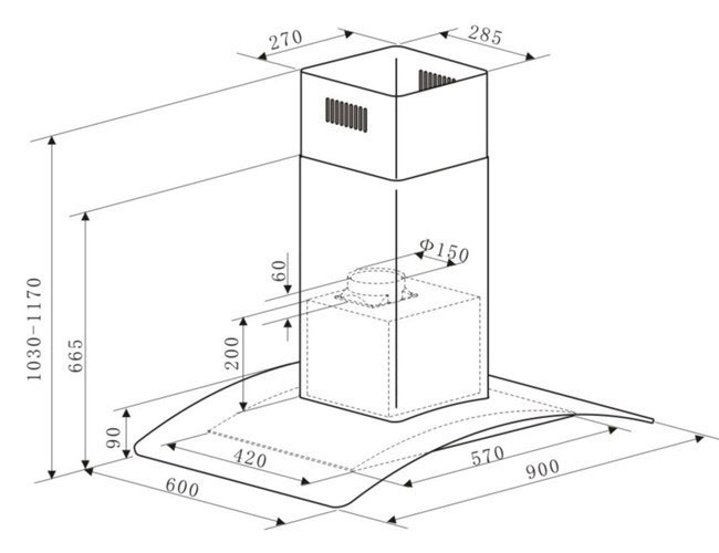 electriQ 90cm Curved Glass Island Cooker Hood Stainless Steel - 5 Year ...